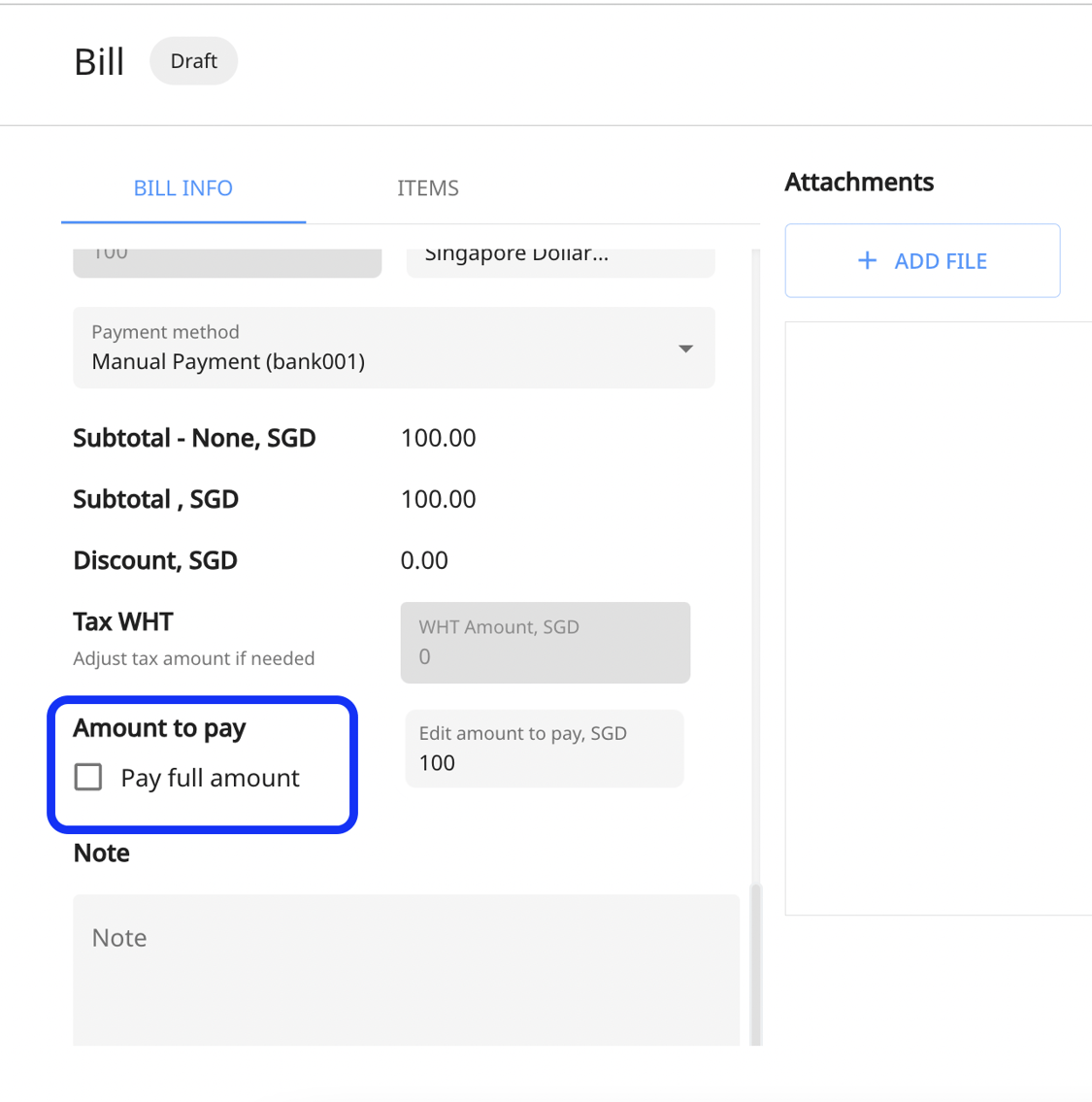 How can I make partial payments for a bill?