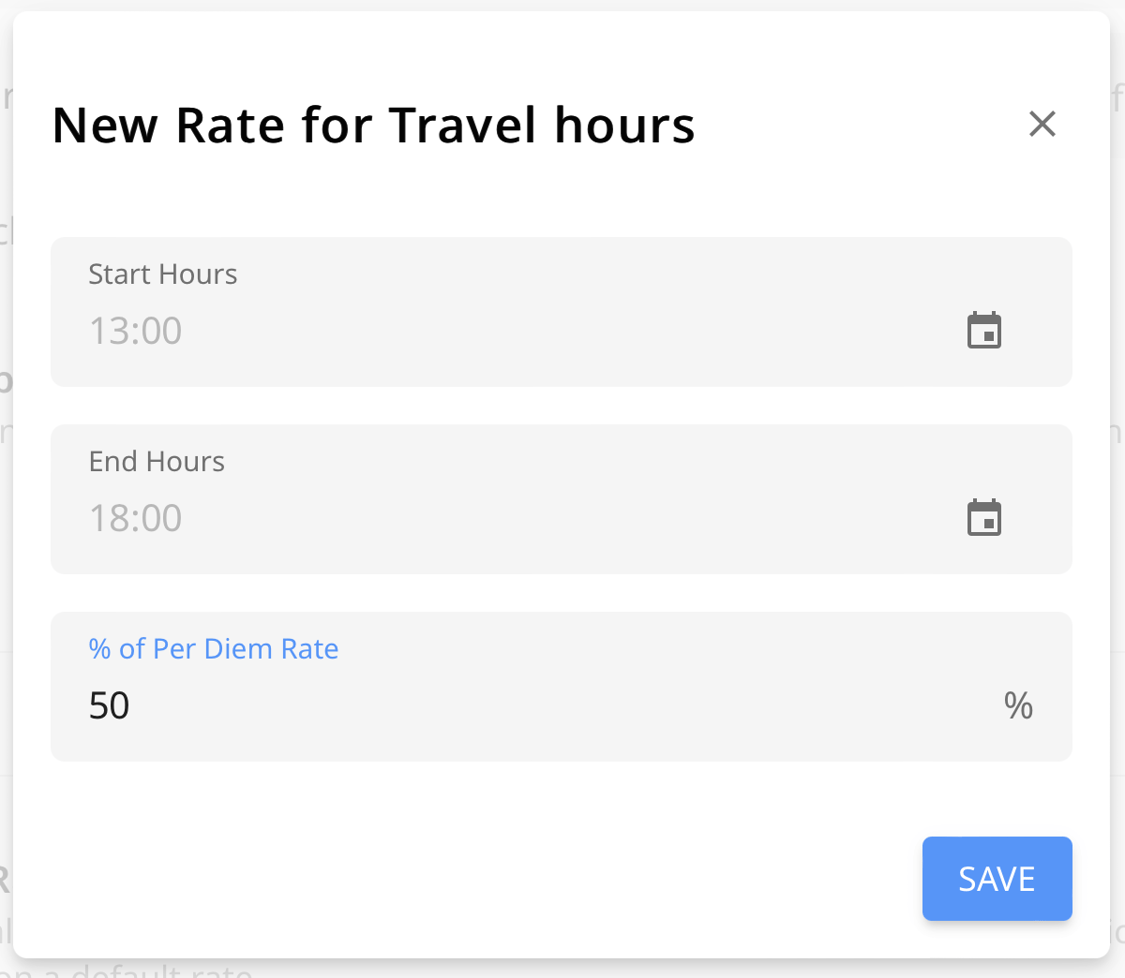 How do per diem rates work in Peakflo?