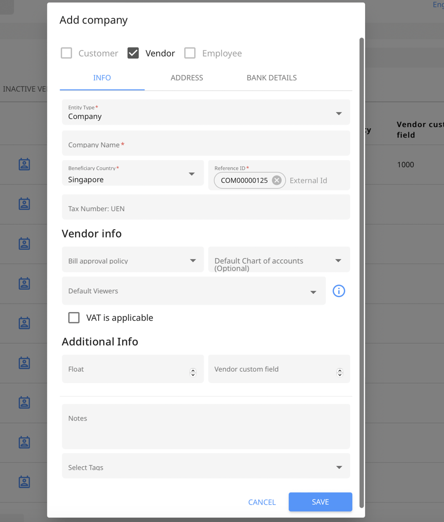 How to add vendors in Peakflo?
