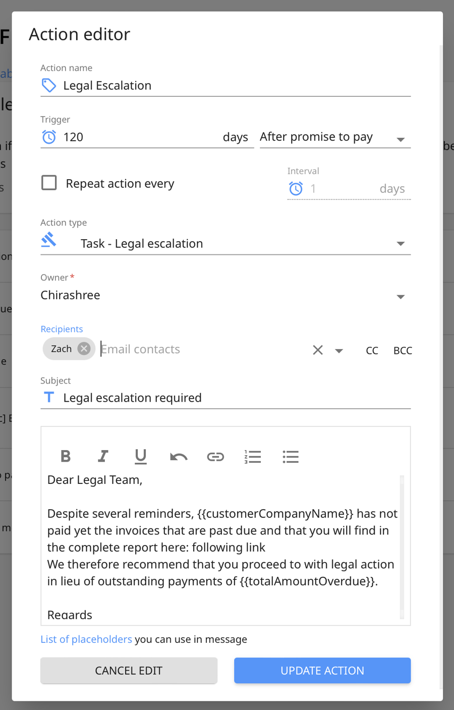 What does legal escalation mean?