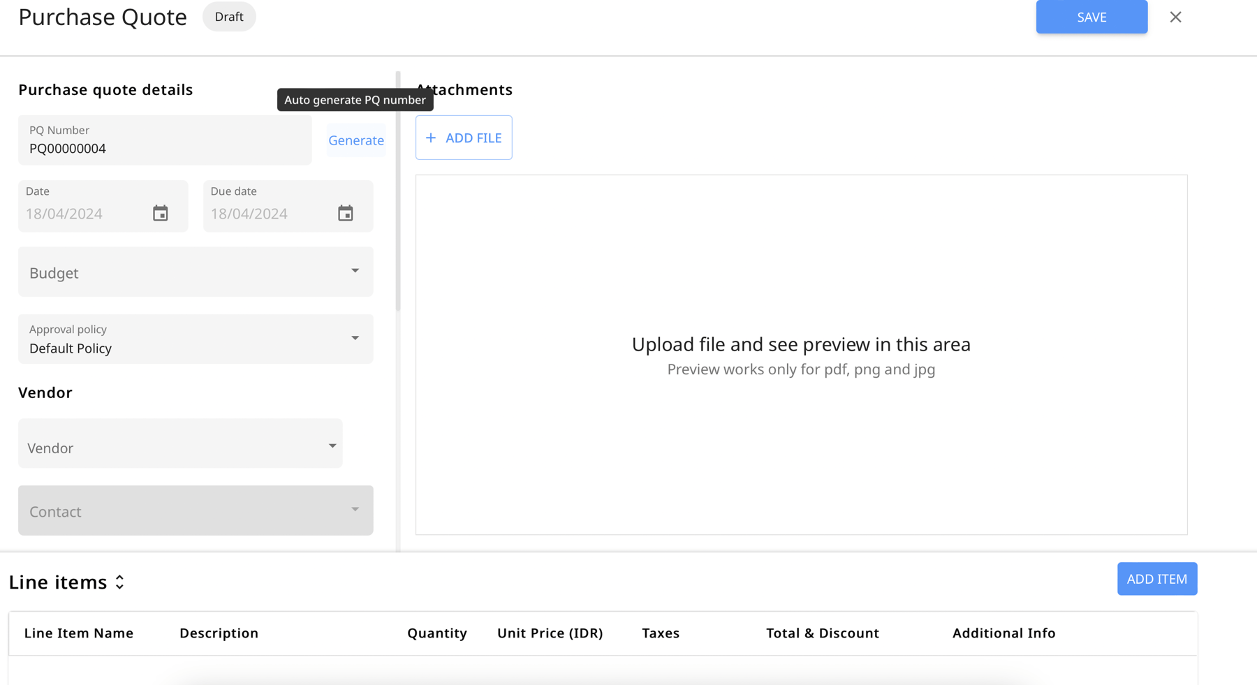 How to create purchase quotes and send them for approval?