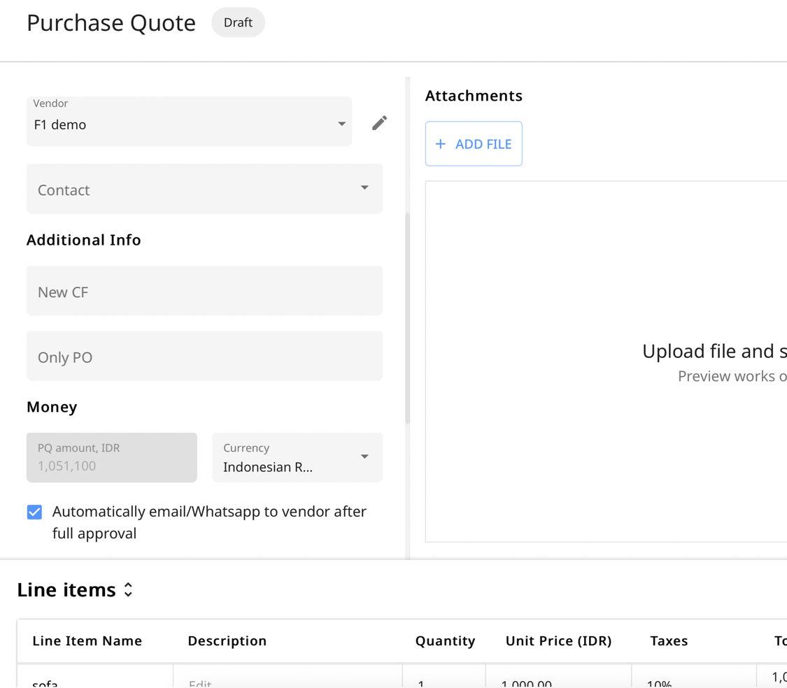 How to create purchase quotes and send them for approval?