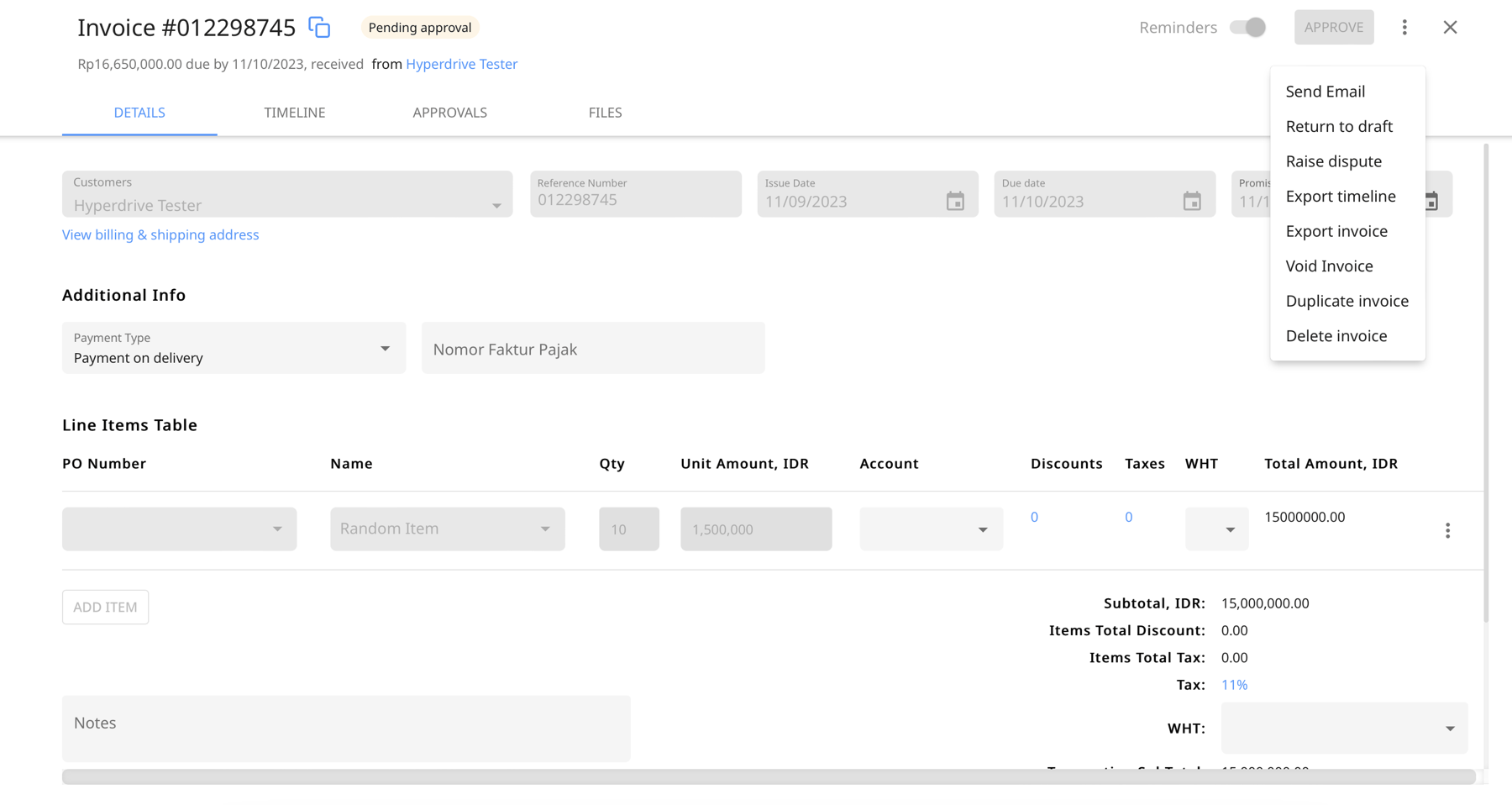 How can vendors check receipt notes and issue invoices from the Peakflo ...