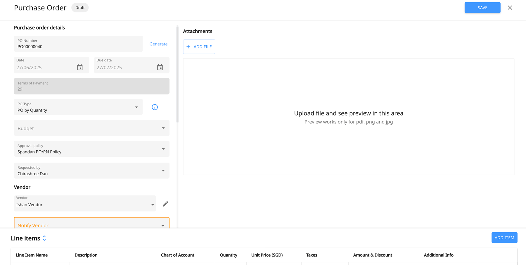 How to create, approve, e-sign, and export purchase orders?