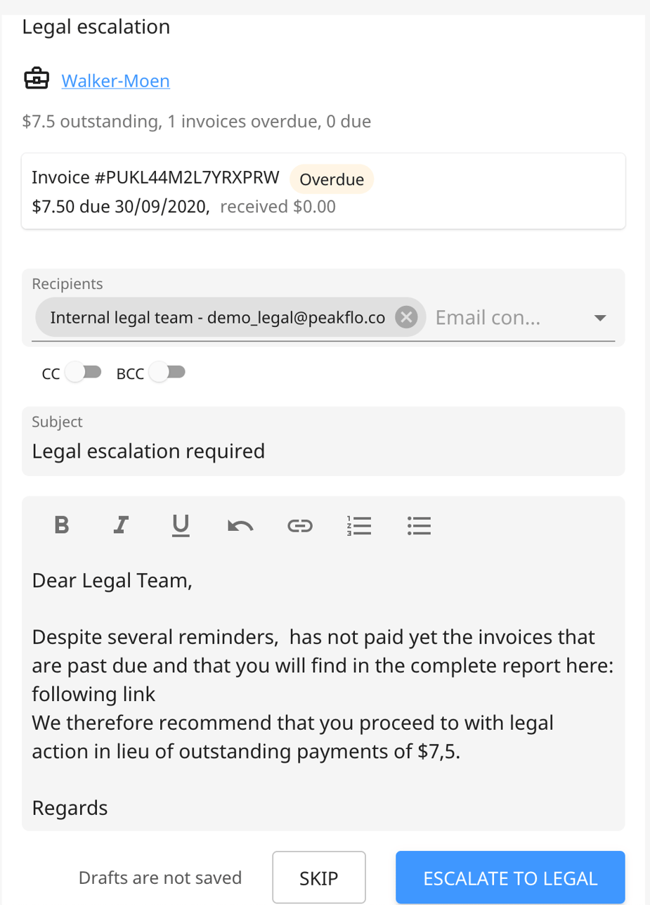 What does legal escalation mean?