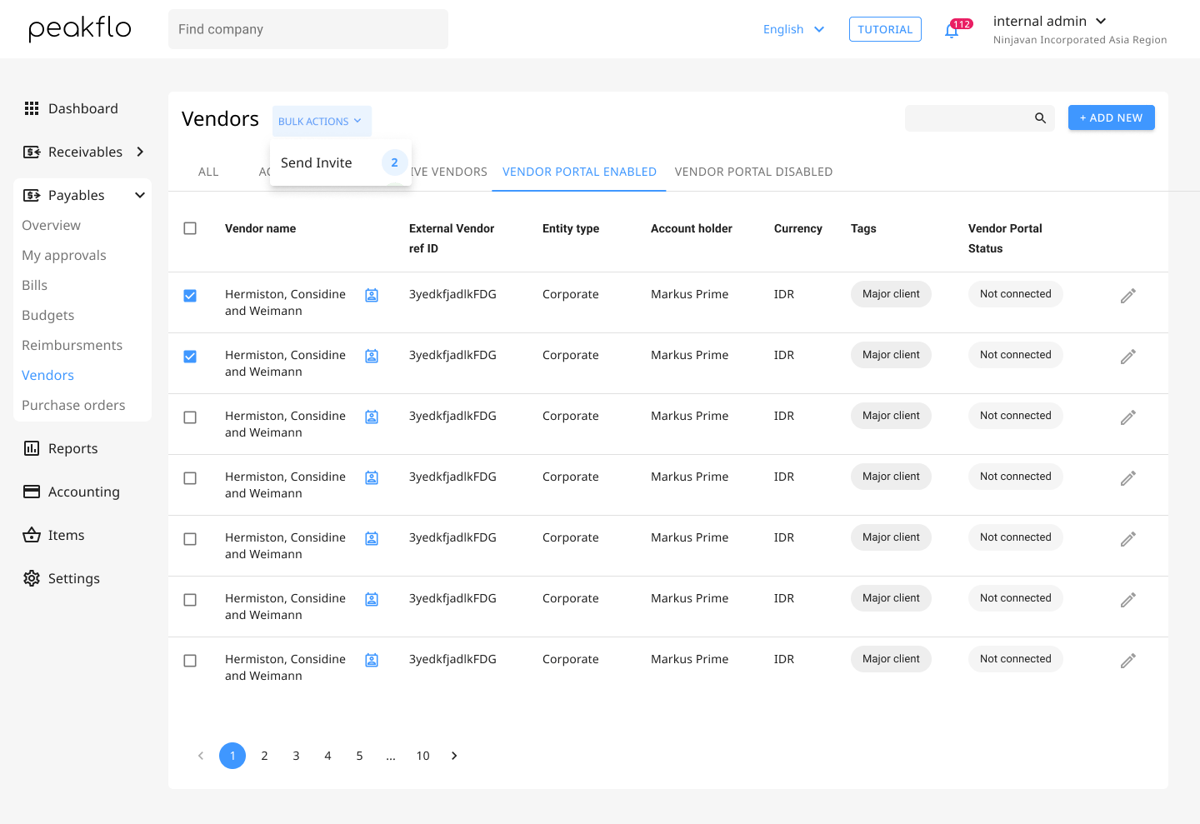 How to manage vendors in Peakflo vendor onboarding management?